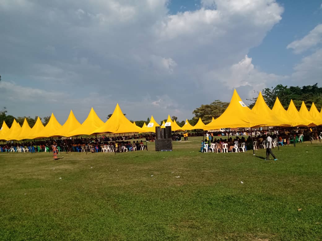 Minister Jacob Oboth Oboth donates yellow tents to his constituents