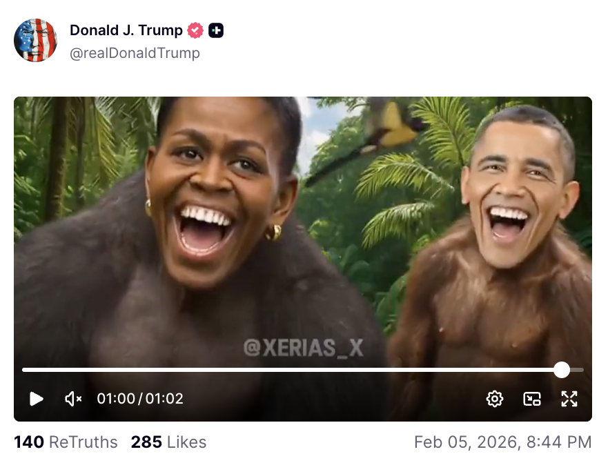 Trump Shares Post Depicting Obamas As Apes