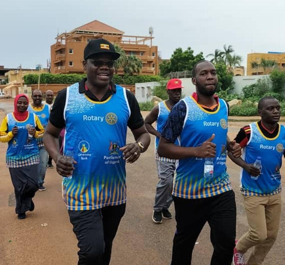 Amb.Dickson Ogwang leads Ugandans in Khartoum in Rotary cancer run