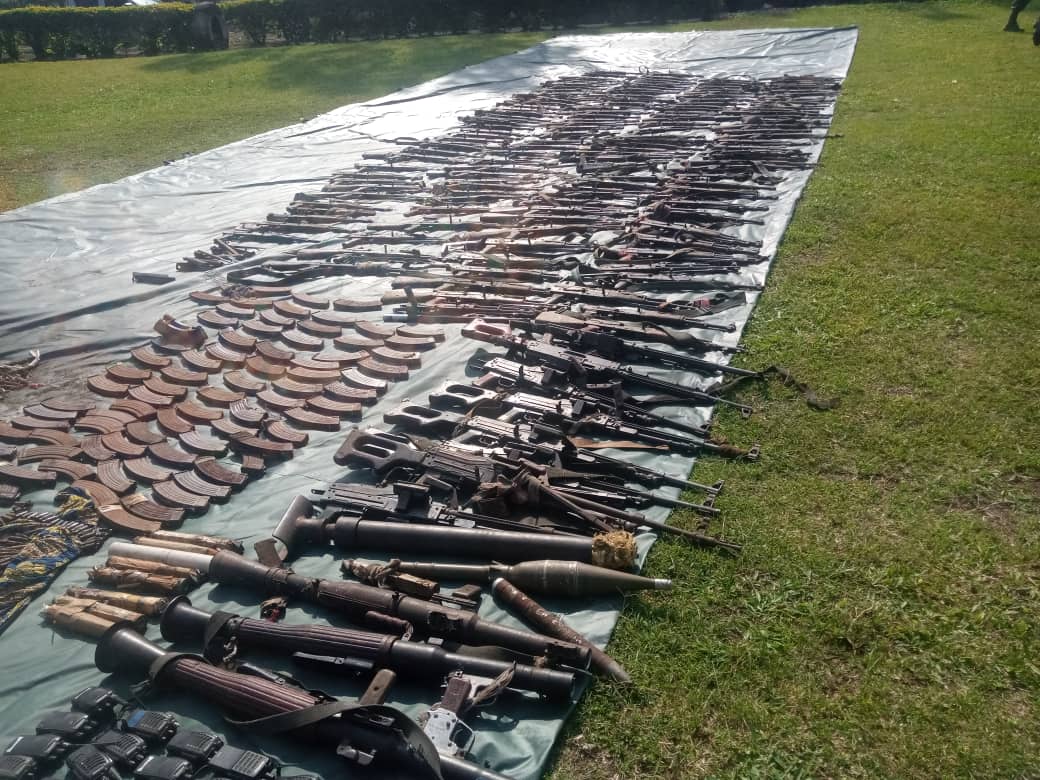 UPDF displays large cache of seized weapons from ADF in DRC